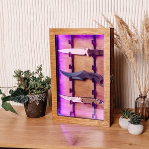 Knife Display Case Led, Knife Storage Wood, Knife Cabinet, Folding ...