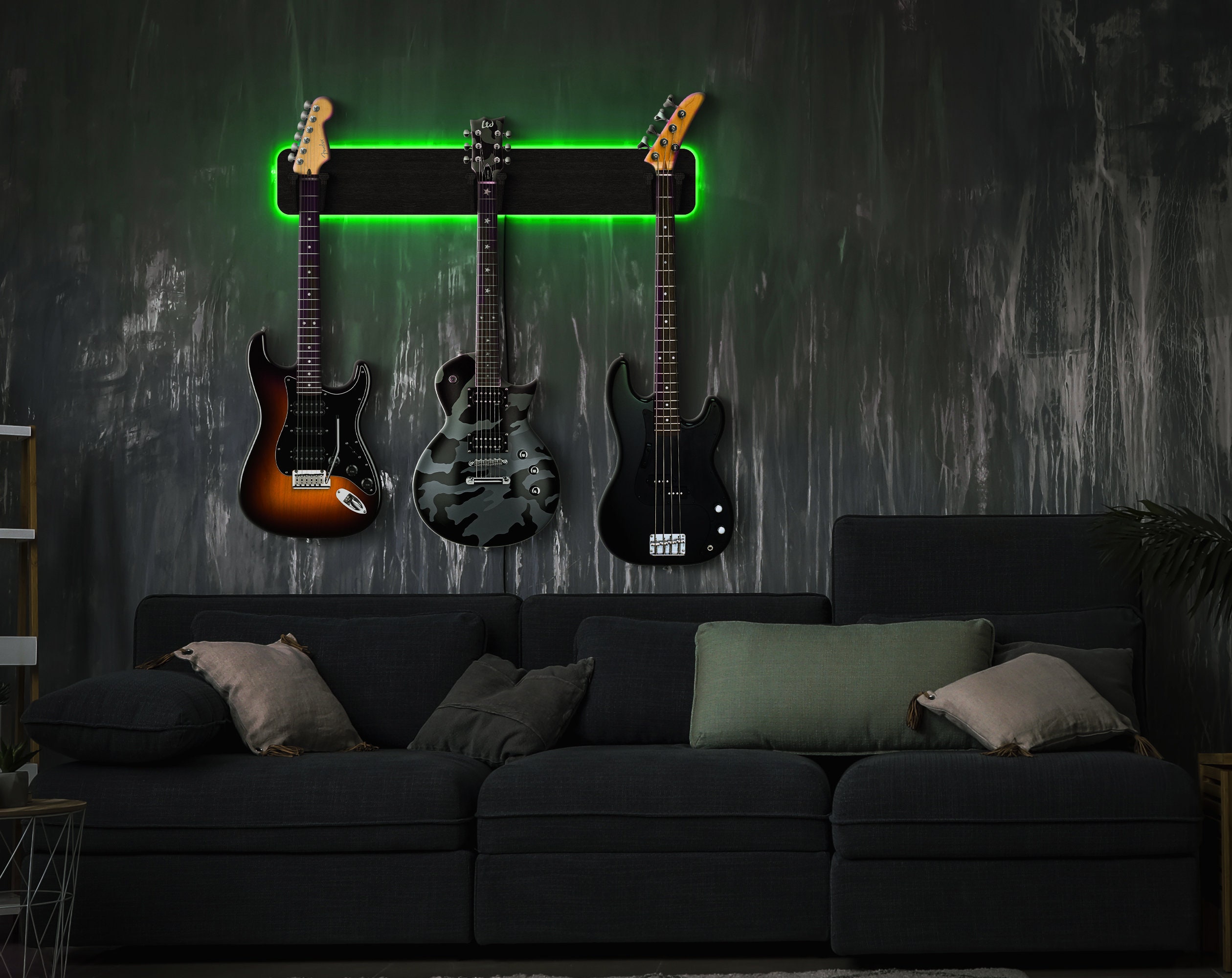 Guitar Wall Hanger LED, Wall Mount Guitar Hanger, LED Guitar Wall ...