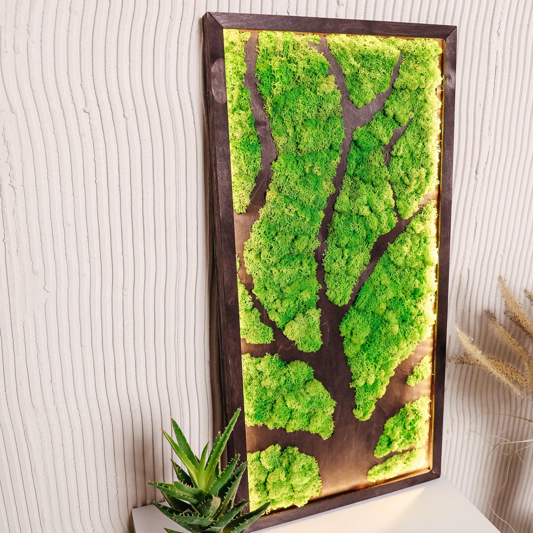 Moss Tree Wall Art Decor With Led, Preserved Moss Tree Decor, Natural ...
