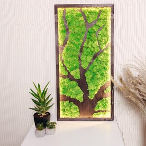 Moss Tree Wall Art, Aestethic Home Decor, Moss Wall Art Decor With Led ...