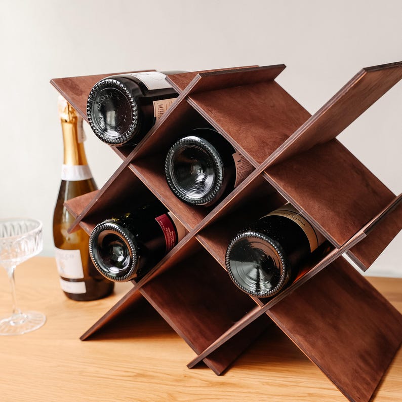 Wood Wine Rack, Wine Cube Storage, Wine Countertop Wood, Countertop ...