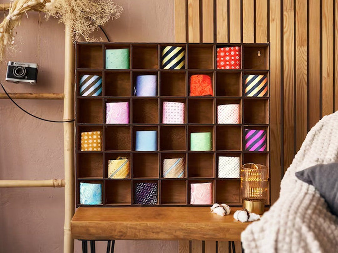 Tie Rack, Wood Tie Display Case, Tie Display Shelf Case, Groomsmen Gift ...