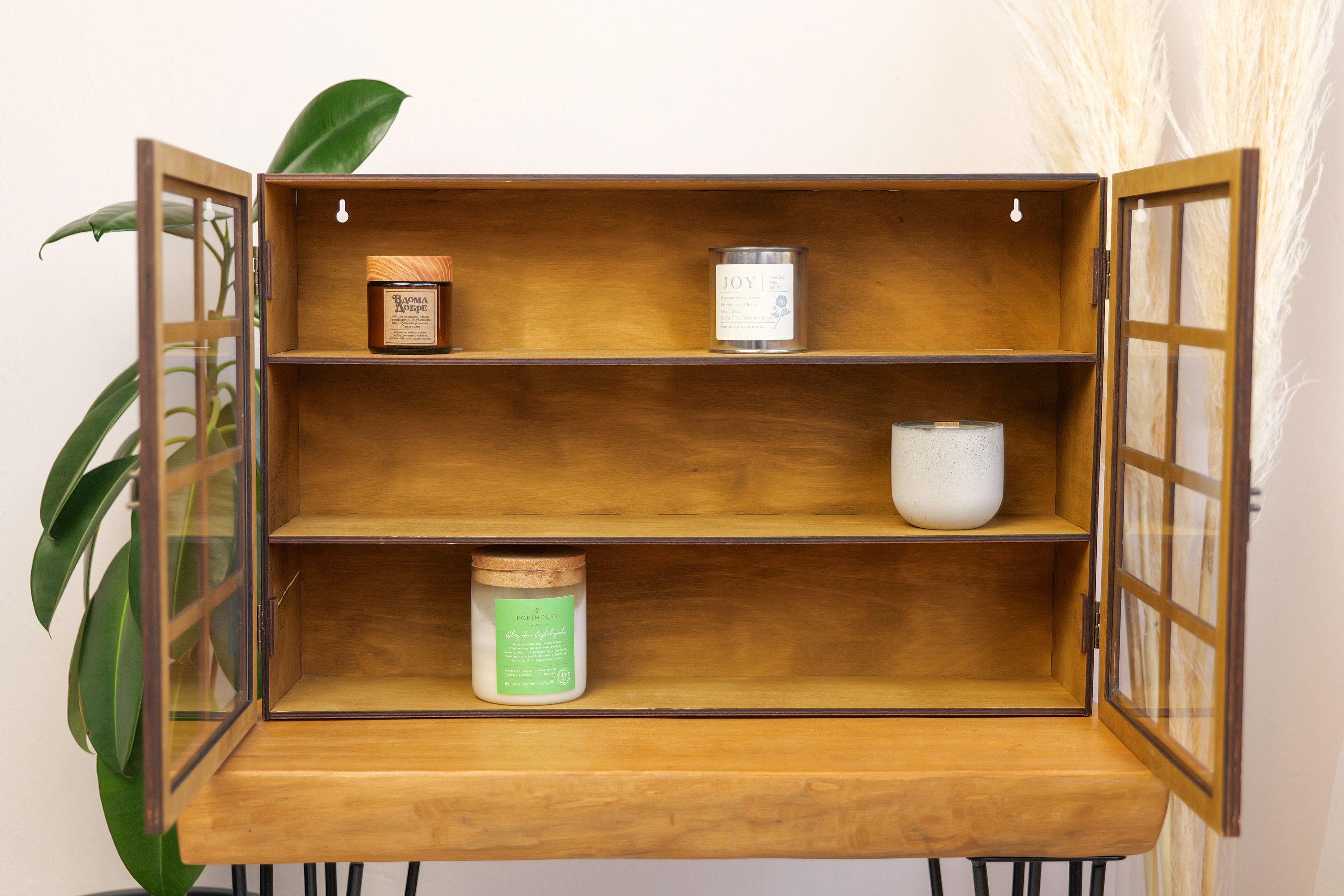 Wooden Storage Cabinet, Wood Display Cabinet, Cabinet With Shelves and ...