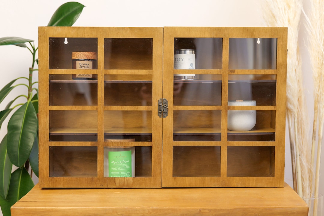 Wooden Storage Cabinet, Wood Display Cabinet, Cabinet With Shelves and ...