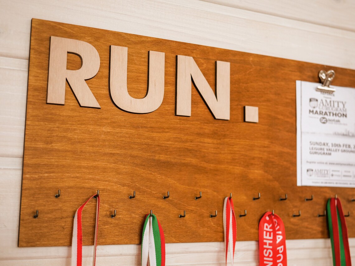 Wooden Medal Hanger, Run Medal Collection Display, Marathon Medal ...