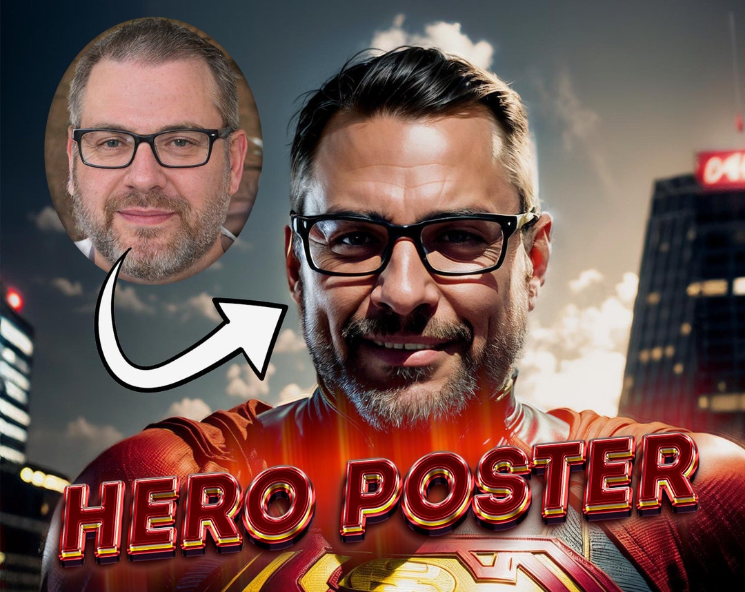 Personalized Superhero Movie Poster Custom Photomontage A4 Poster ...