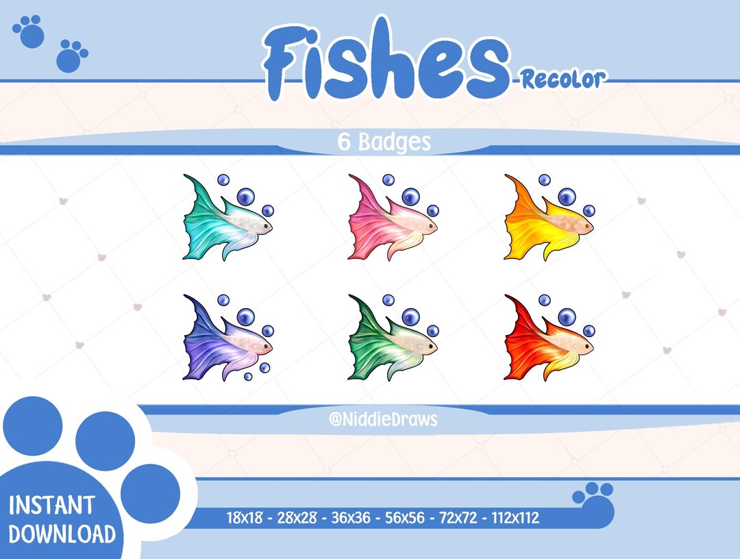 Betta Fish Sub Badges (recolored) - Twitch - Discord - Youtube - Stream ...