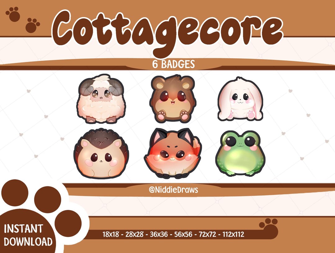 Cottagecore Animals Sub Badges - Twitch - Discord - Youtube - Stream - Etsy