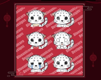 Cute Snow Leopard Emotes 8 Emotes for Streamer Cute Snow Leopard Emote ...