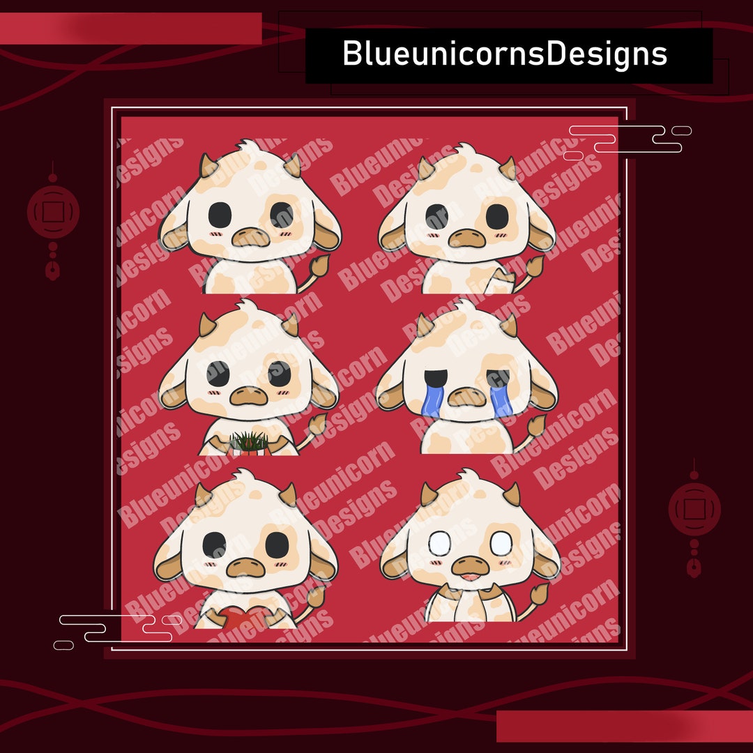 Highland Cow Twitch Emotes Peach - Etsy