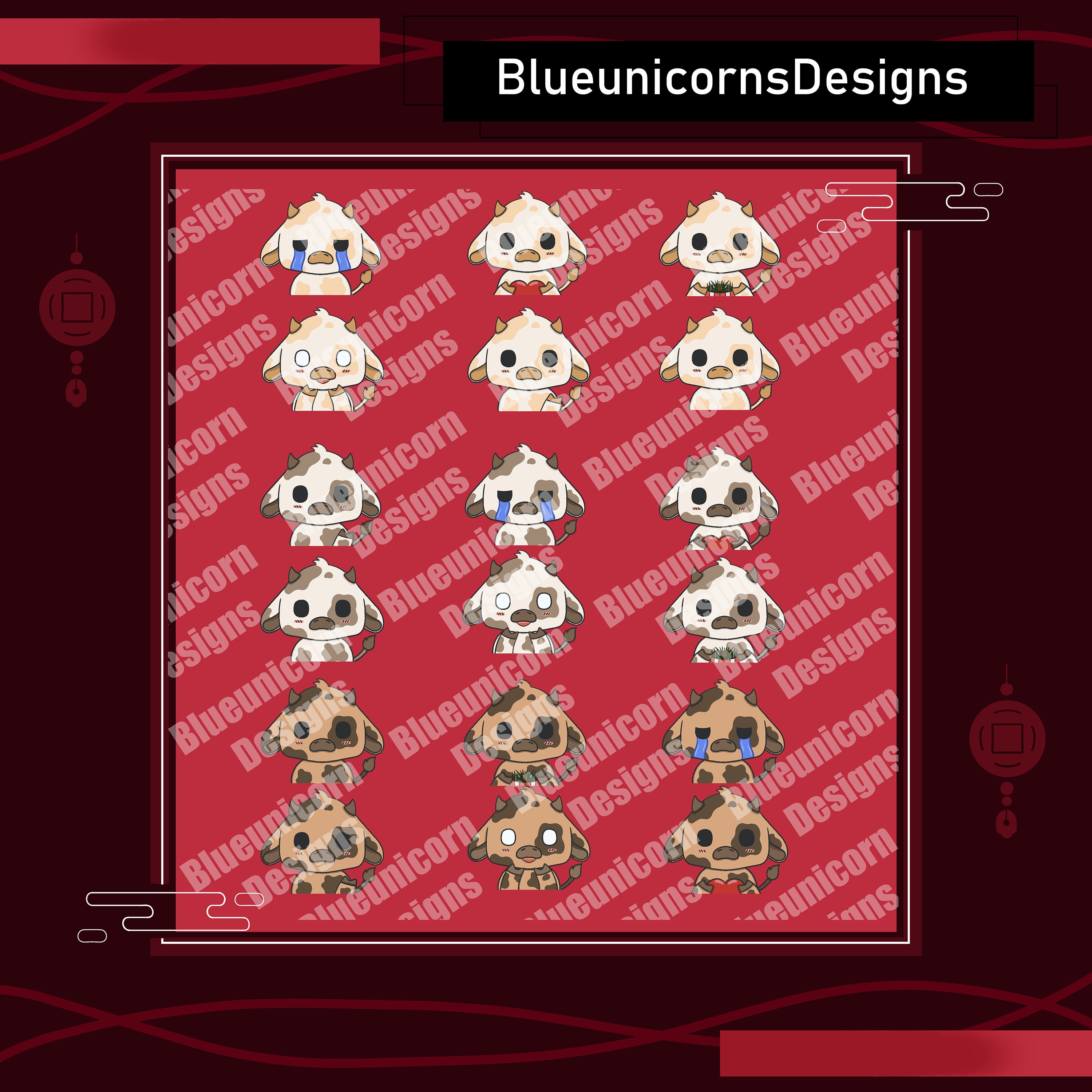 Highland Cow Twitch Emotes Full 3 Sets - Etsy