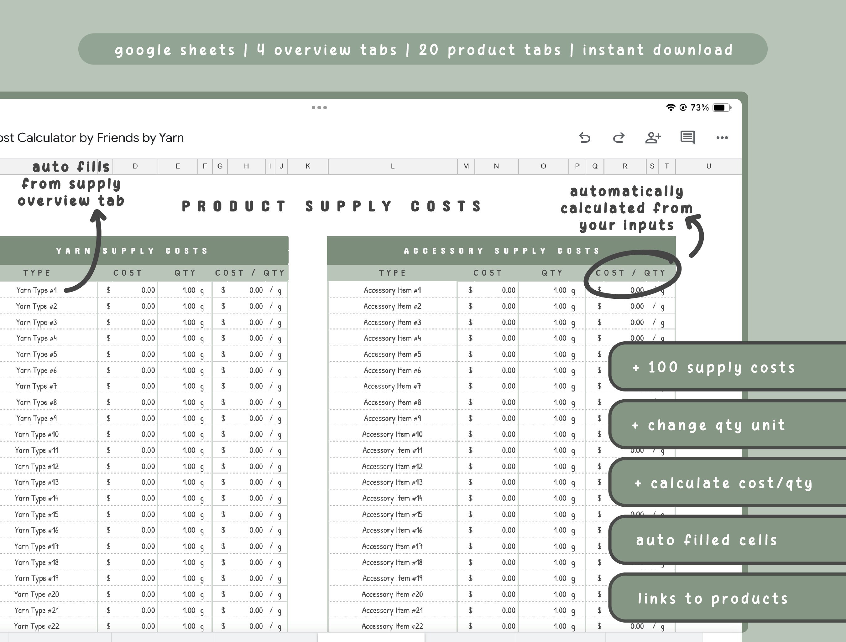 Product Pricing Calculator Instant Download Digital Spreadsheet for ...