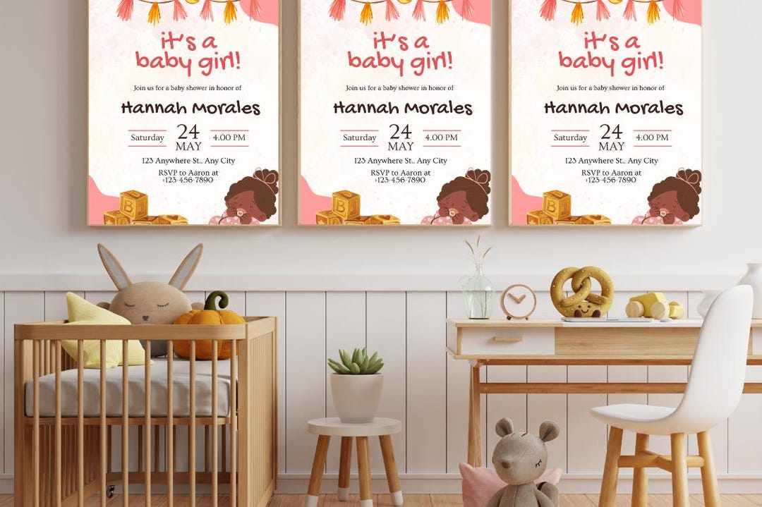 Pink Baby Shower, Printable Baby Shower Invitation, Editable Baby ...