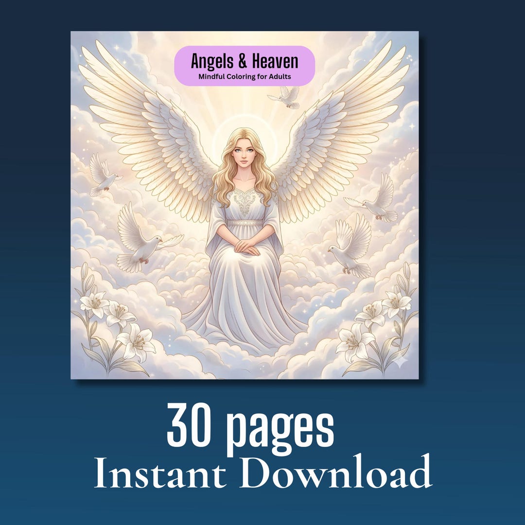 Heavenly Realms Coloring Book | 30 Pages of Fairies, Heaven Gates, God ...