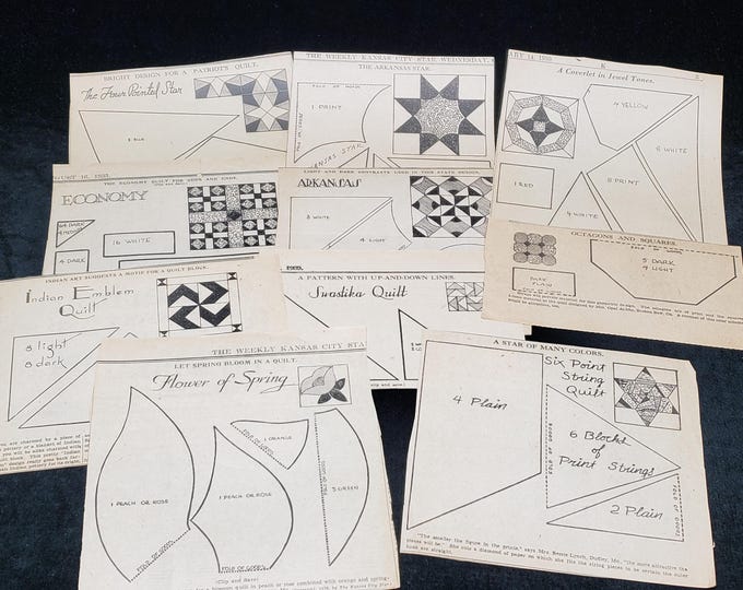 10 Vintage ORIGINAL Kansas City Star Newspaper Patterns Quilt 1930s ...
