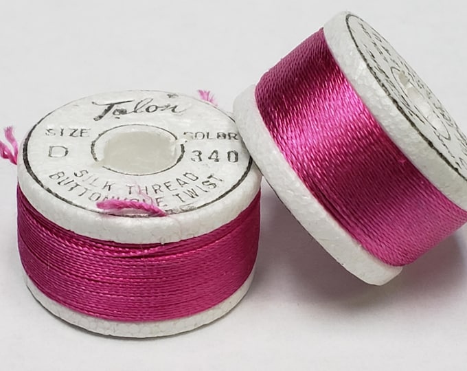 2 Spools Silk Buttonhole Twist Thread - Color Hot Pink 340 Size D ...