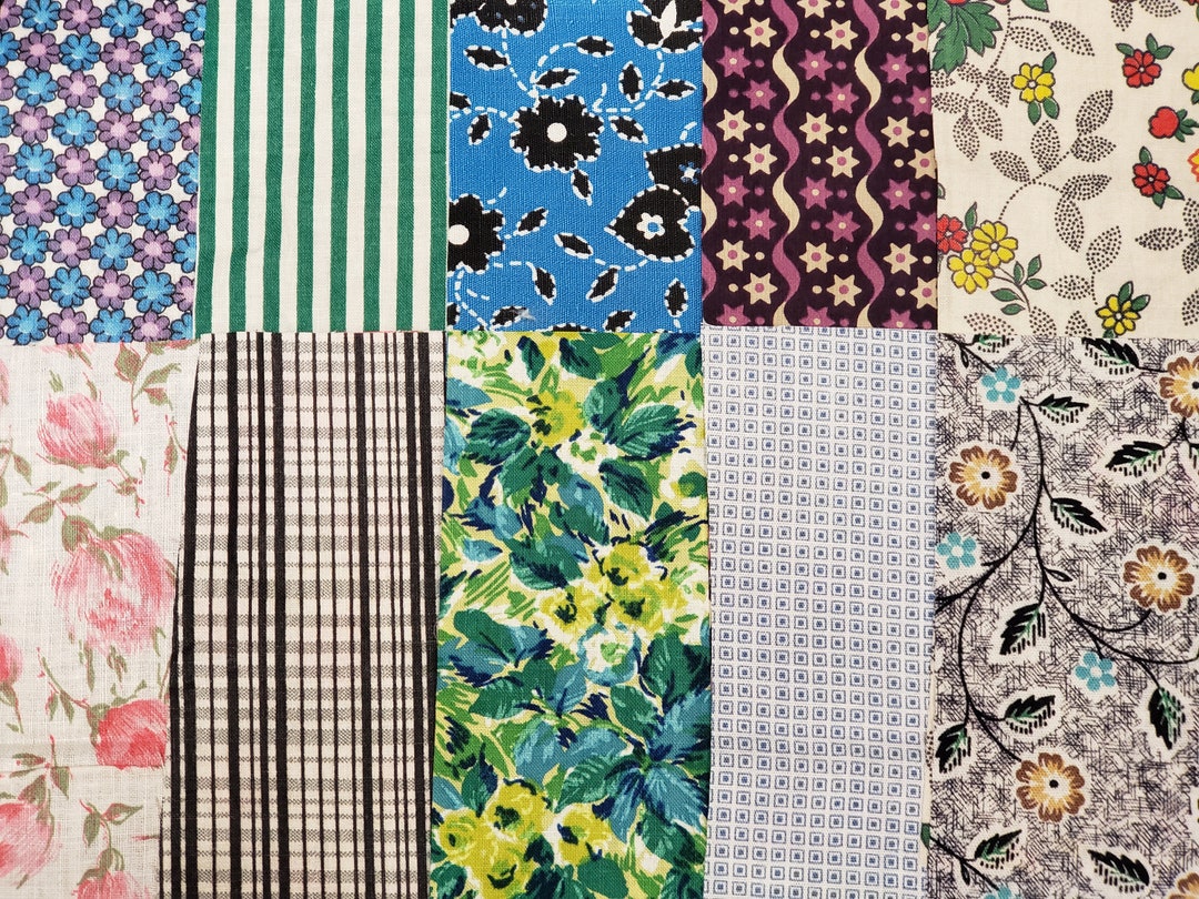 10 BEST 1920s Print Vintage Cotton Quilt Fabric Scraps Sweet Floral ...