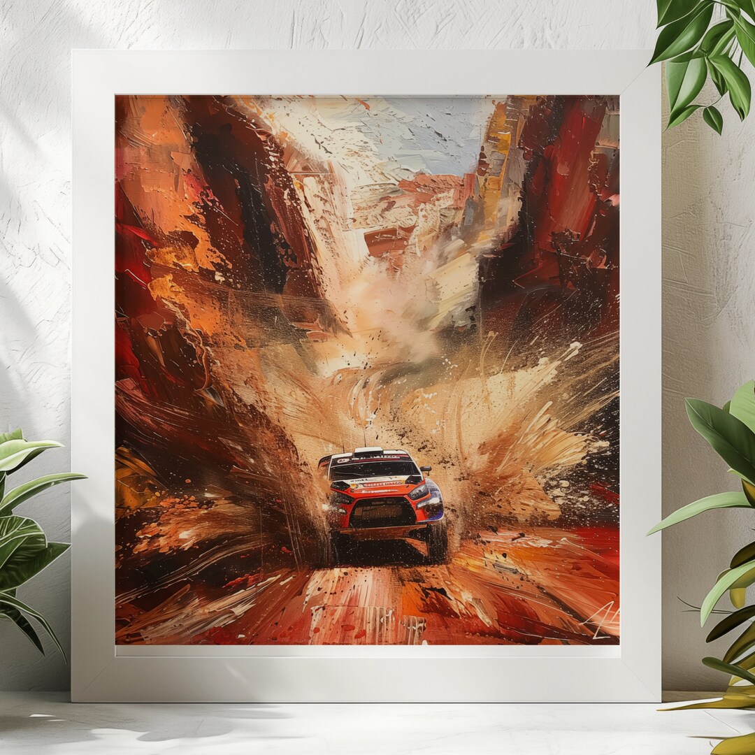 Canyon Rush: Rally Car in Motion, Rally Racing, Wall Art, Classic ...