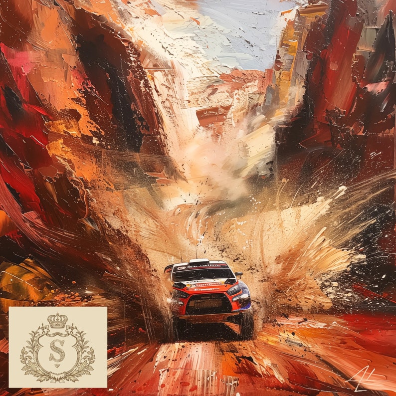 Canyon Rush: Rally Car in Motion, Rally Racing, Wall Art, Classic ...
