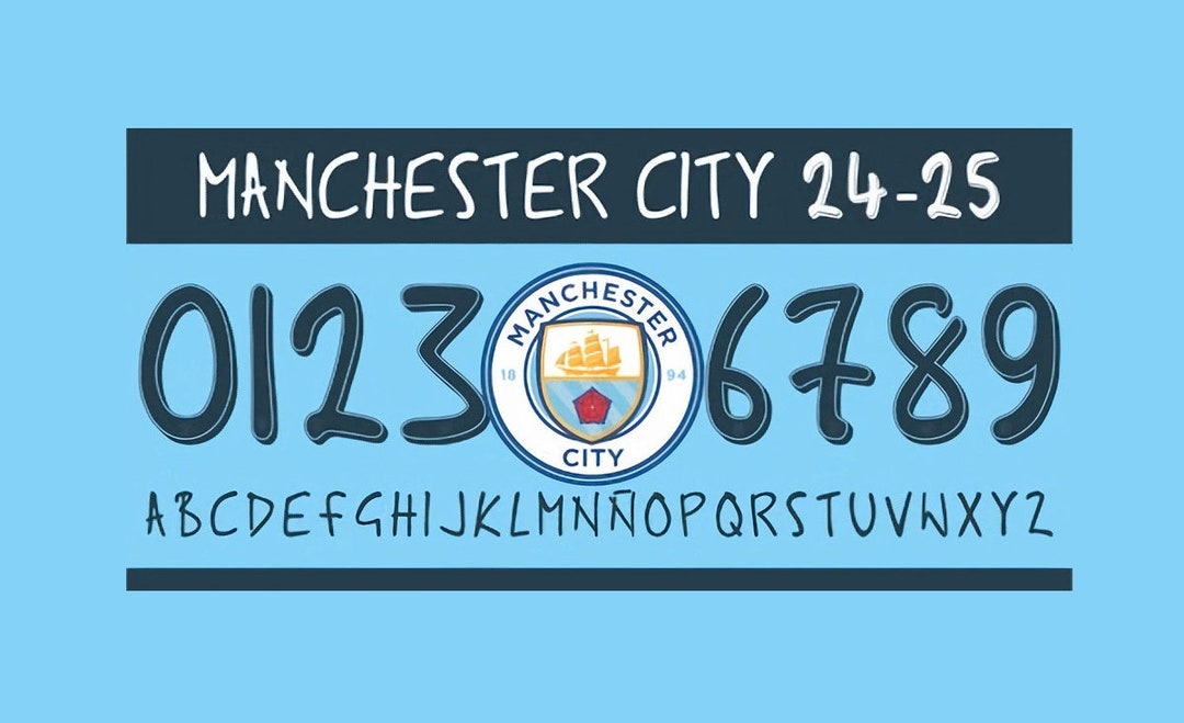 Font Manchester City Typography 2024-25 Champions League Vector Pattern ...