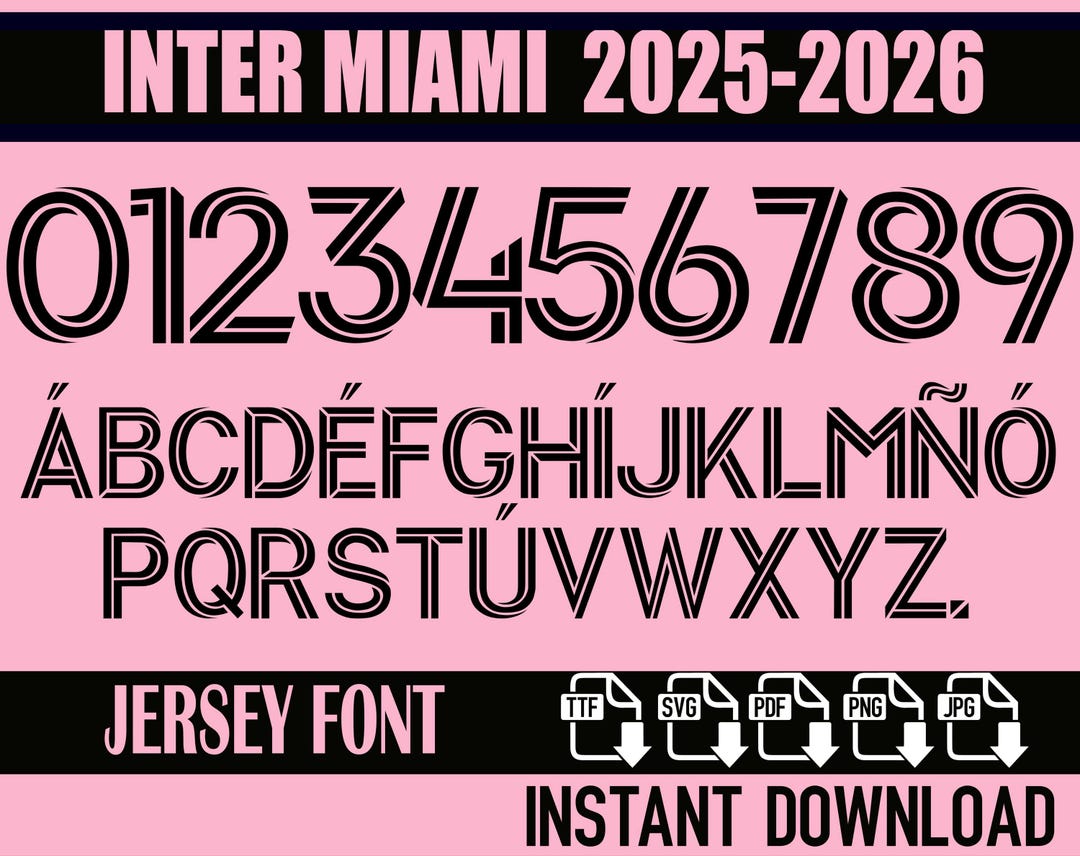 Inter Miami 2025-2026 Jersey Font: Vector Typeface (digital Download ...