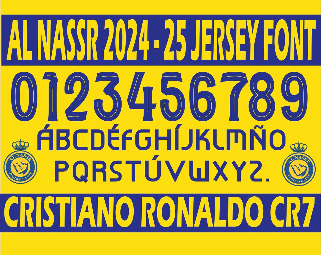 Al Nassr Font 2023-24 Jersey Font 2024-25 Vector Pattern TTF SVG PDF ...