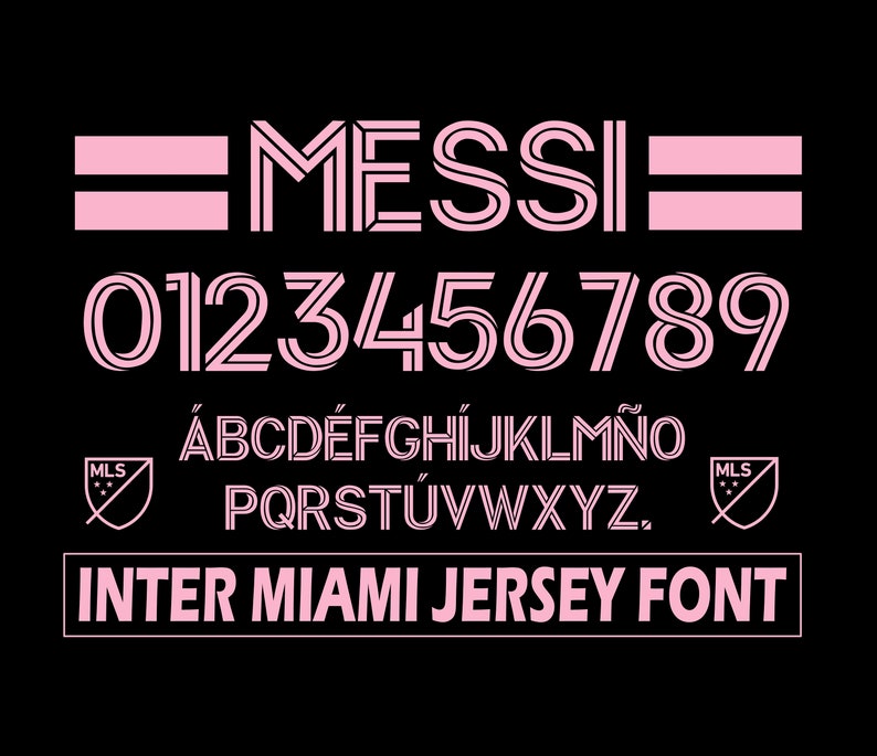 Inter Miami Jersey Font 2023-2024 Vector Pattern, TTF SVG PDF Lionel ...