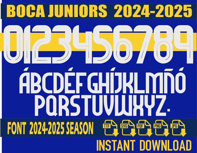 Boca Juniors 2024-2025 Font: Vector Typeface (digital Download) - Etsy