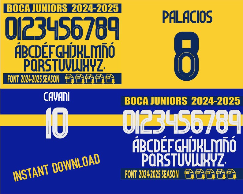 Boca Juniors 2024-2025 Font: Vector Typeface (digital Download) - Etsy