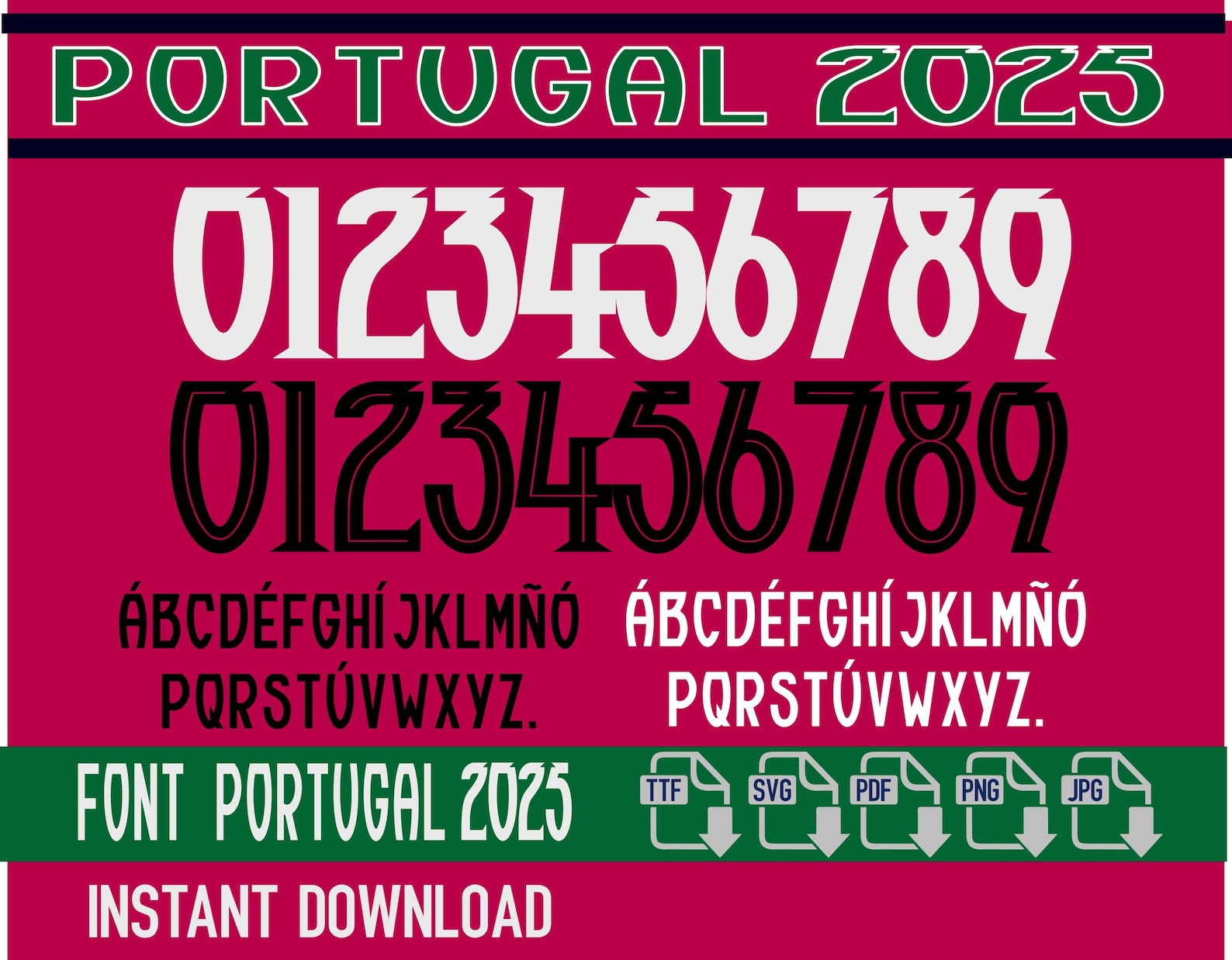 Portugal 2025 Font – Digital Download for Shirts, Names & Numbers ...