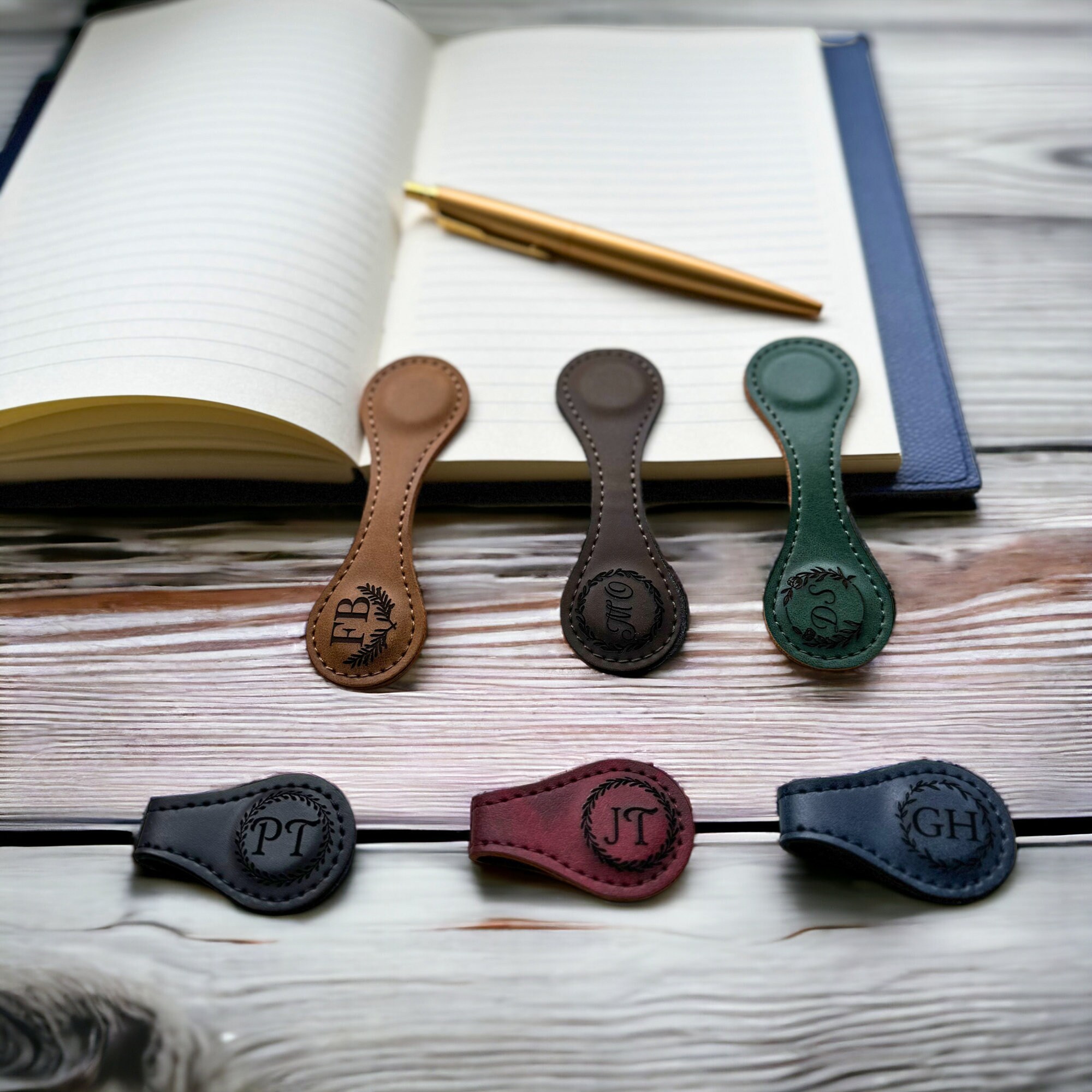 Personalised Leather Magnetic Bookmark, Custom Engraved Leather ...