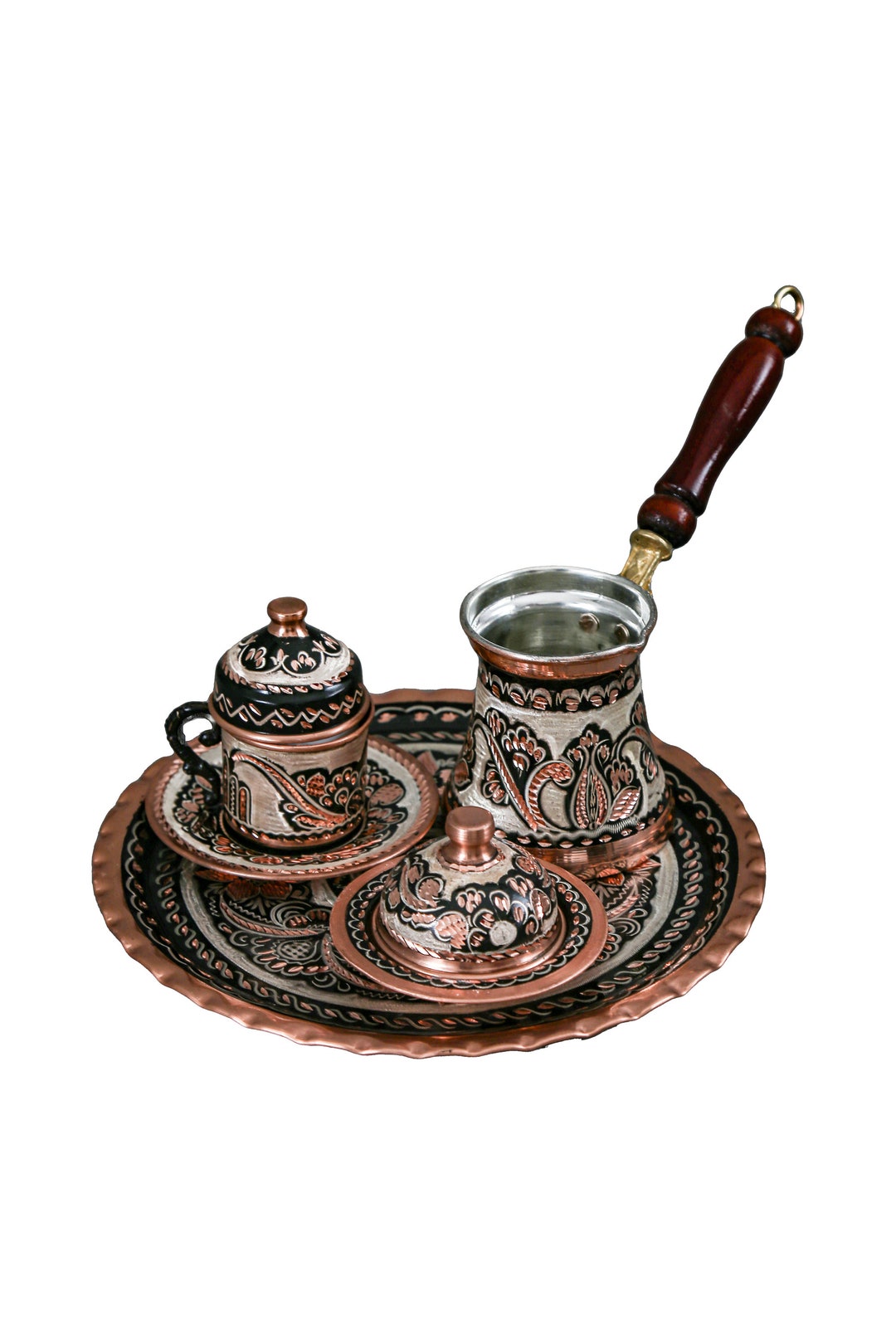 For One Person Turkish Coffee Set Turkish Copper Serving Set With ...