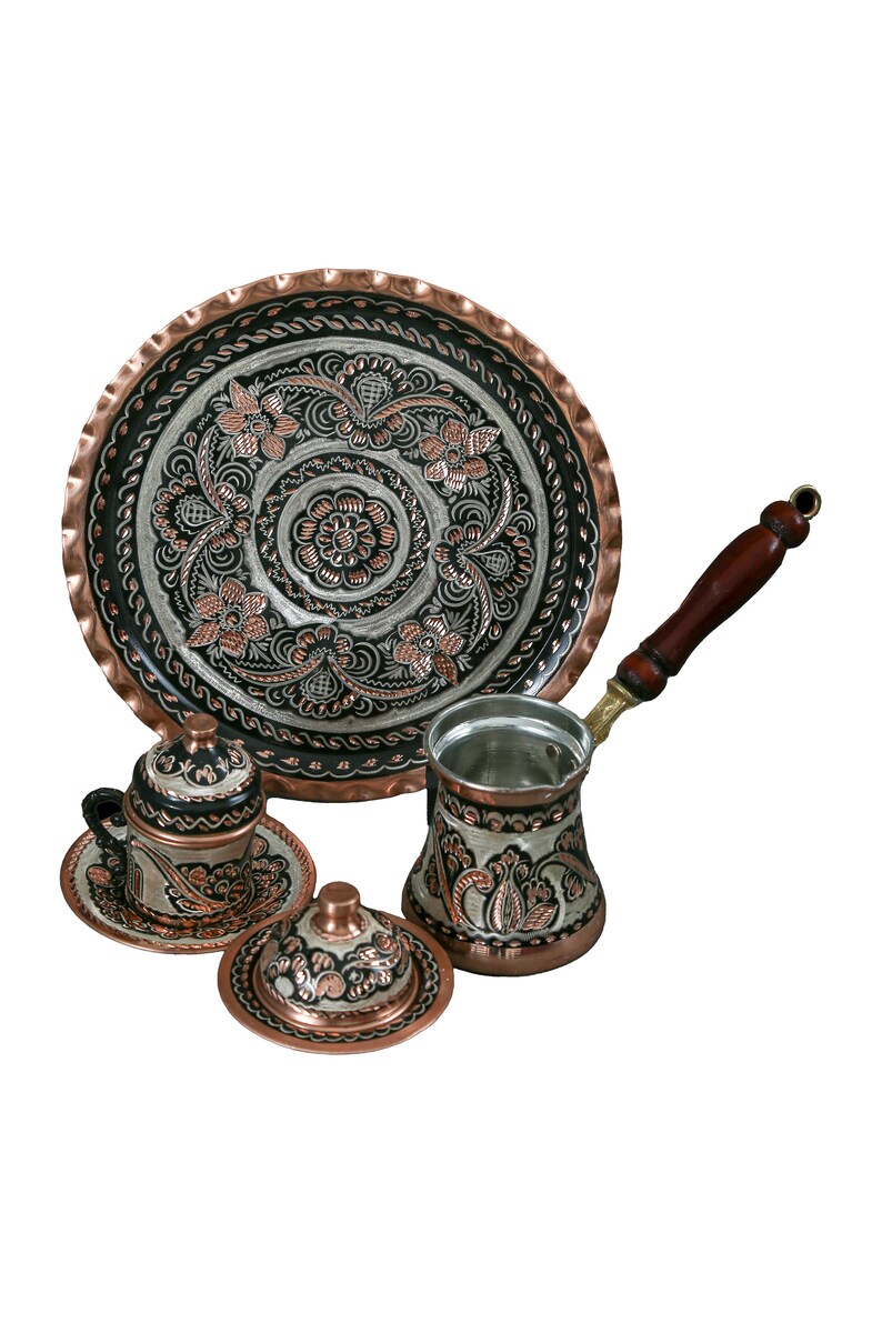 For One Person Turkish Coffee Set Turkish Copper Serving Set With ...