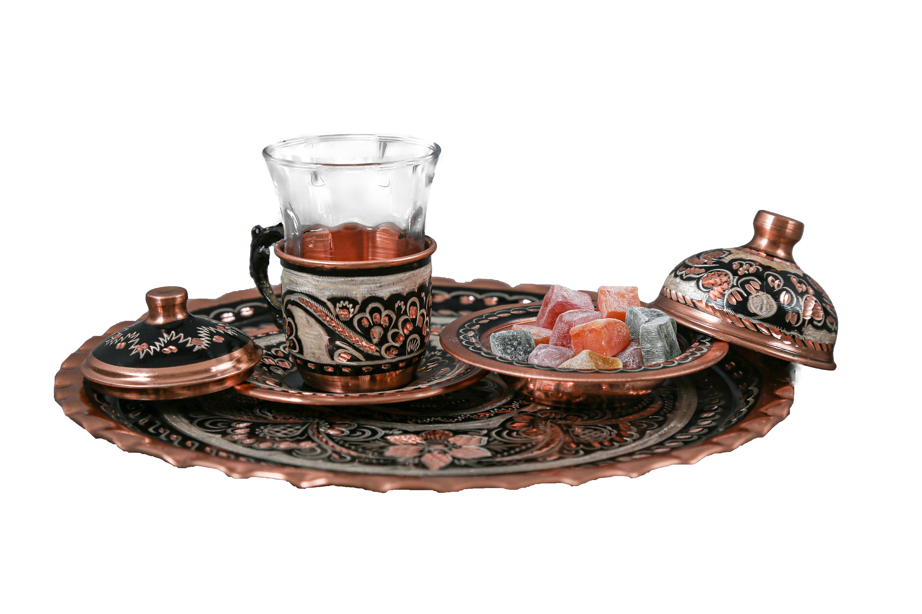 Antique Copper Tea Set Custom Tea Set Copper Handmade, Arabic Tea Set ...