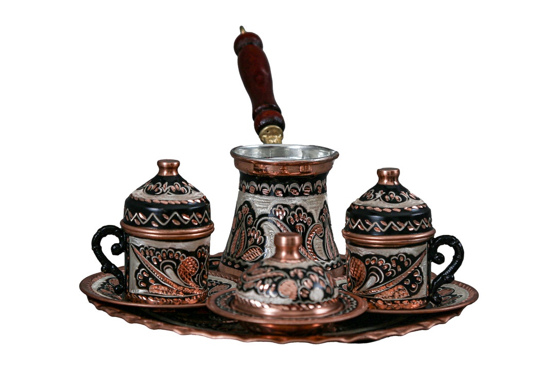 2 Pieces Turkish Coffee Set Turkish Copper Serving Set With Coffee Pot ...