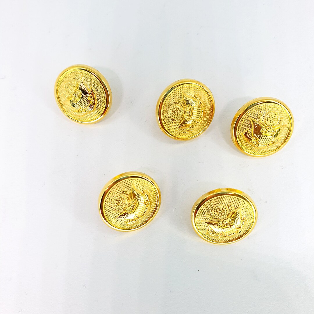 5 Pcs/lot 15mm Gold Vintage Buttons Plastic Round Shank Button for ...