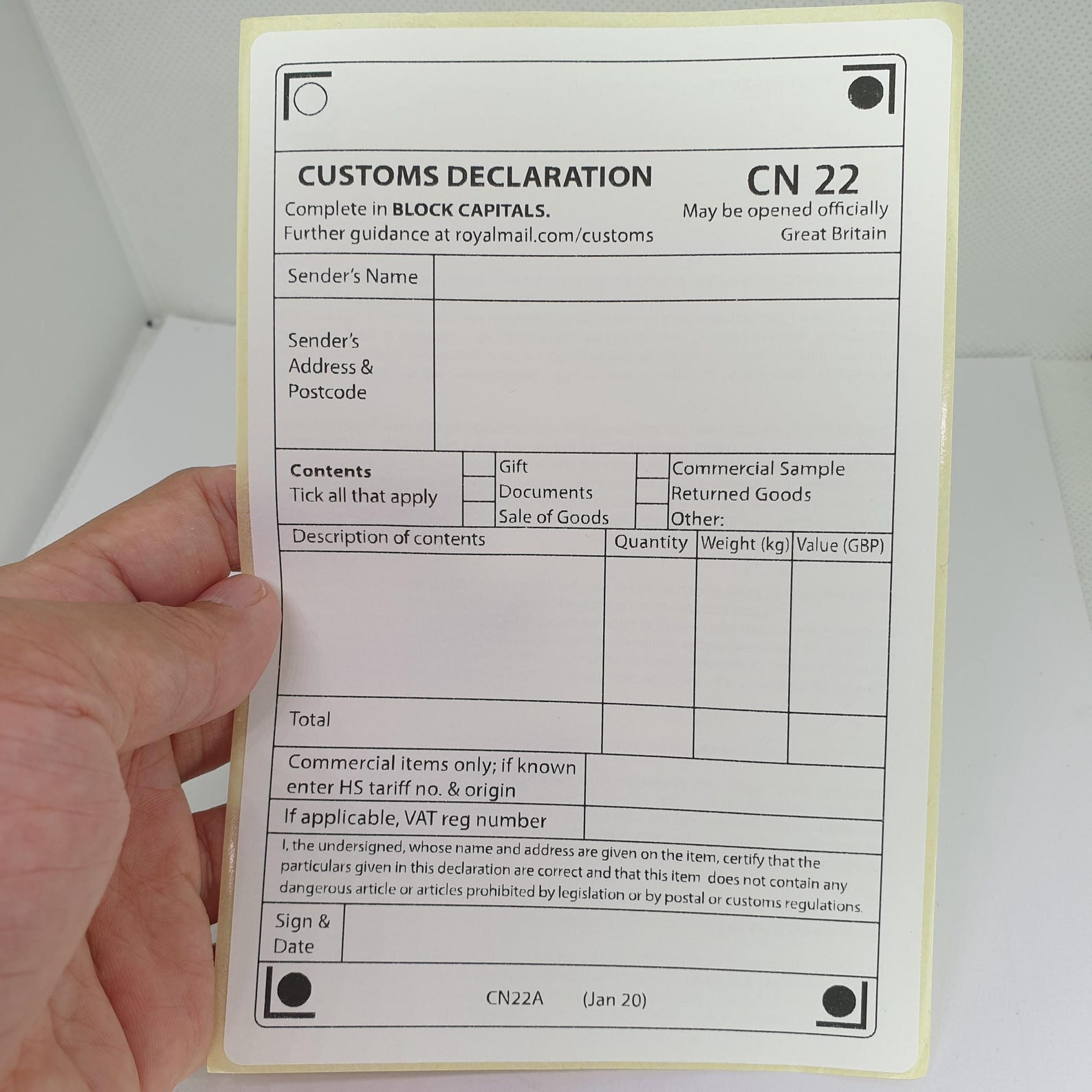 10 Pcs CN22 4*6 Inch Thermal Label Stickers Self Adhesive Stickers for ...