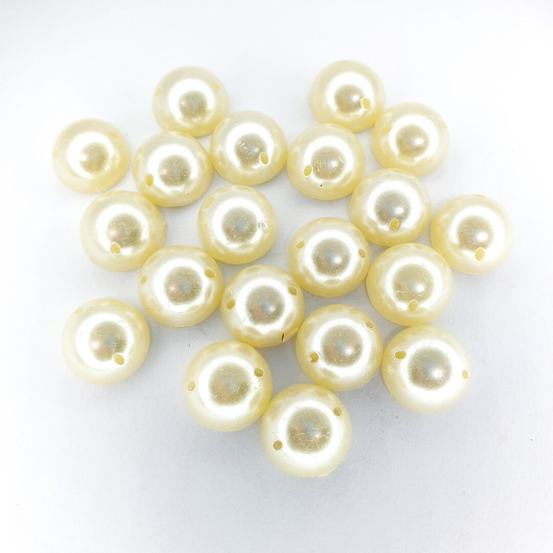 25 Pcs/pack 12mm With Hole in Both Ends Imitation Pearl ABS Plastic ...