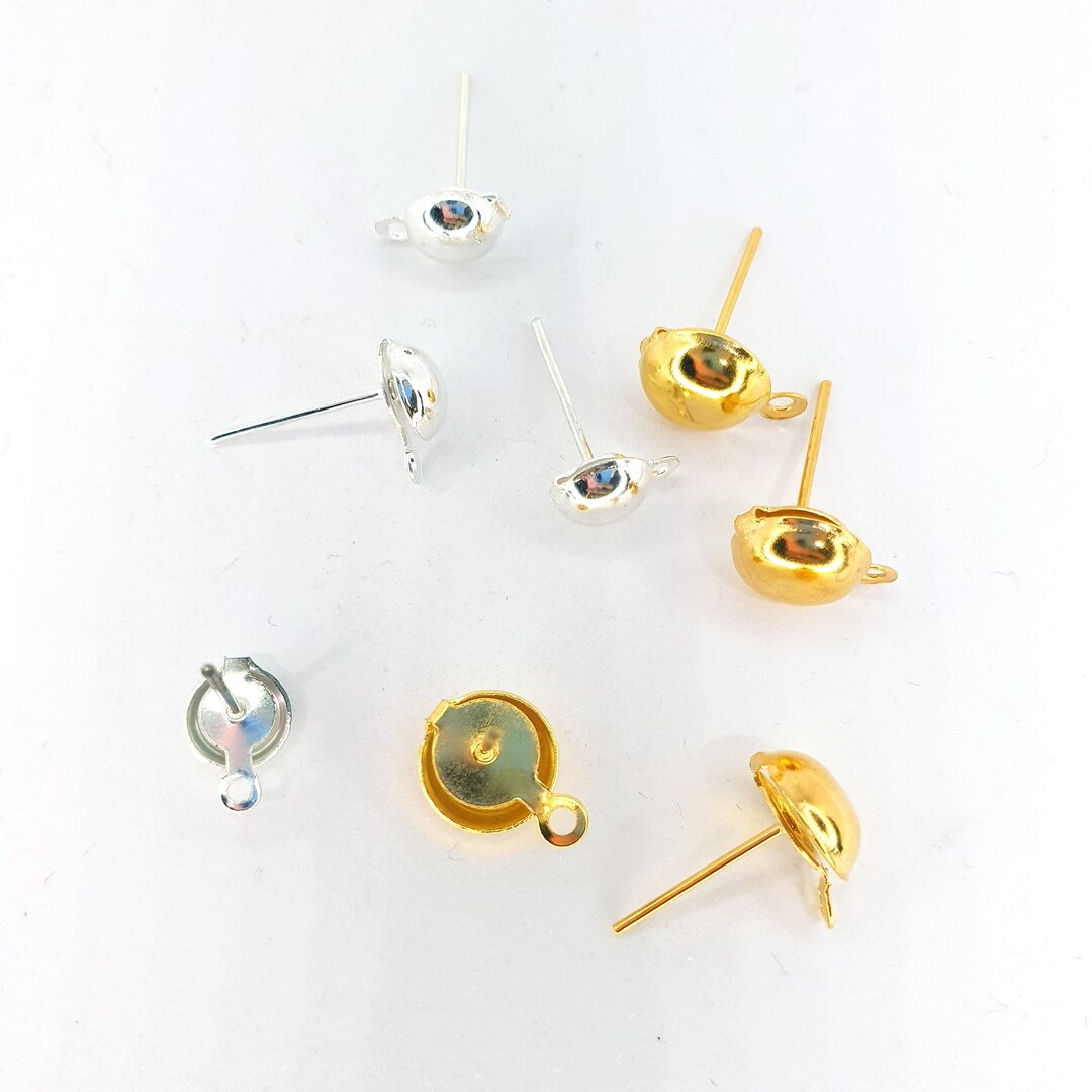 10 Pcs/pack 5*15mm 8*15mm Silver Gold Half Round Studs With Loops ...