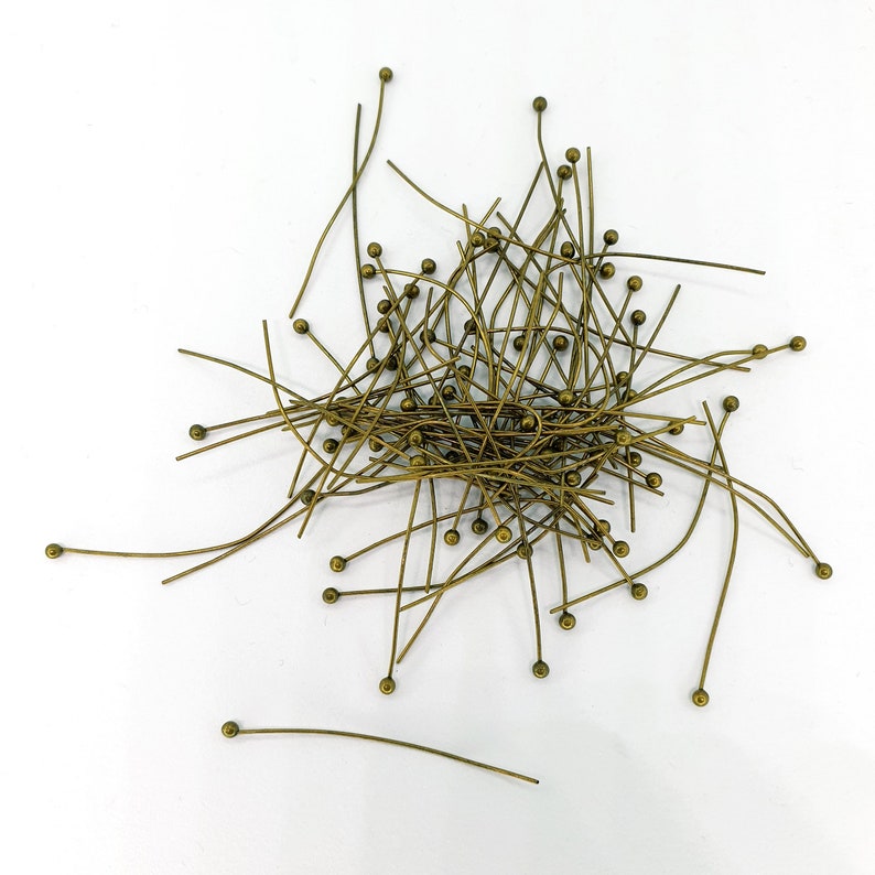50 Pcs/pack 35mm Bronze Metal Ball Head Pins for DIY Jewellery Making ...