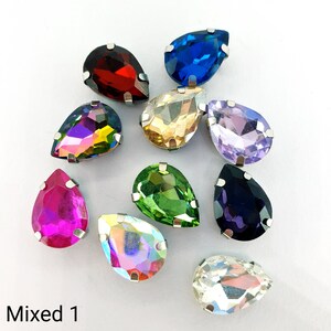 10 Pcs/lot 10mm X 14mm Mixed Colour Water Drop Glass Claw Diamond ...