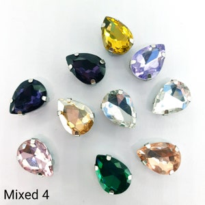 10 Pcs/lot 10mm X 14mm Mixed Colour Water Drop Glass Claw Diamond ...