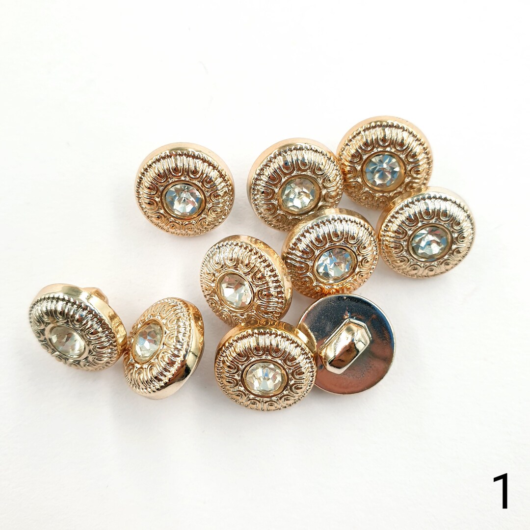 10 Pcs/lot 10mm to 12mm Gold Colour Round Shank Buttons DIY Sewing ...