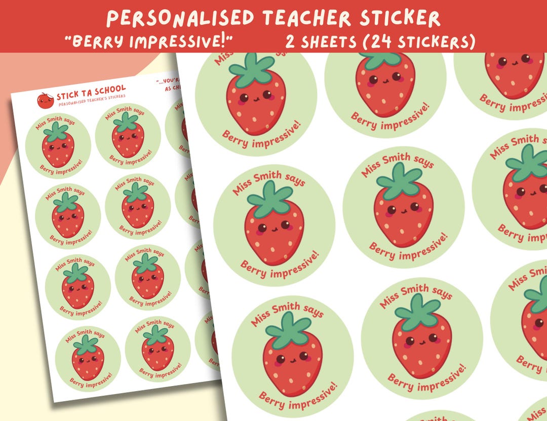 Personalised Teacher Sticker | Well Done Sticker | Berry Impressive ...