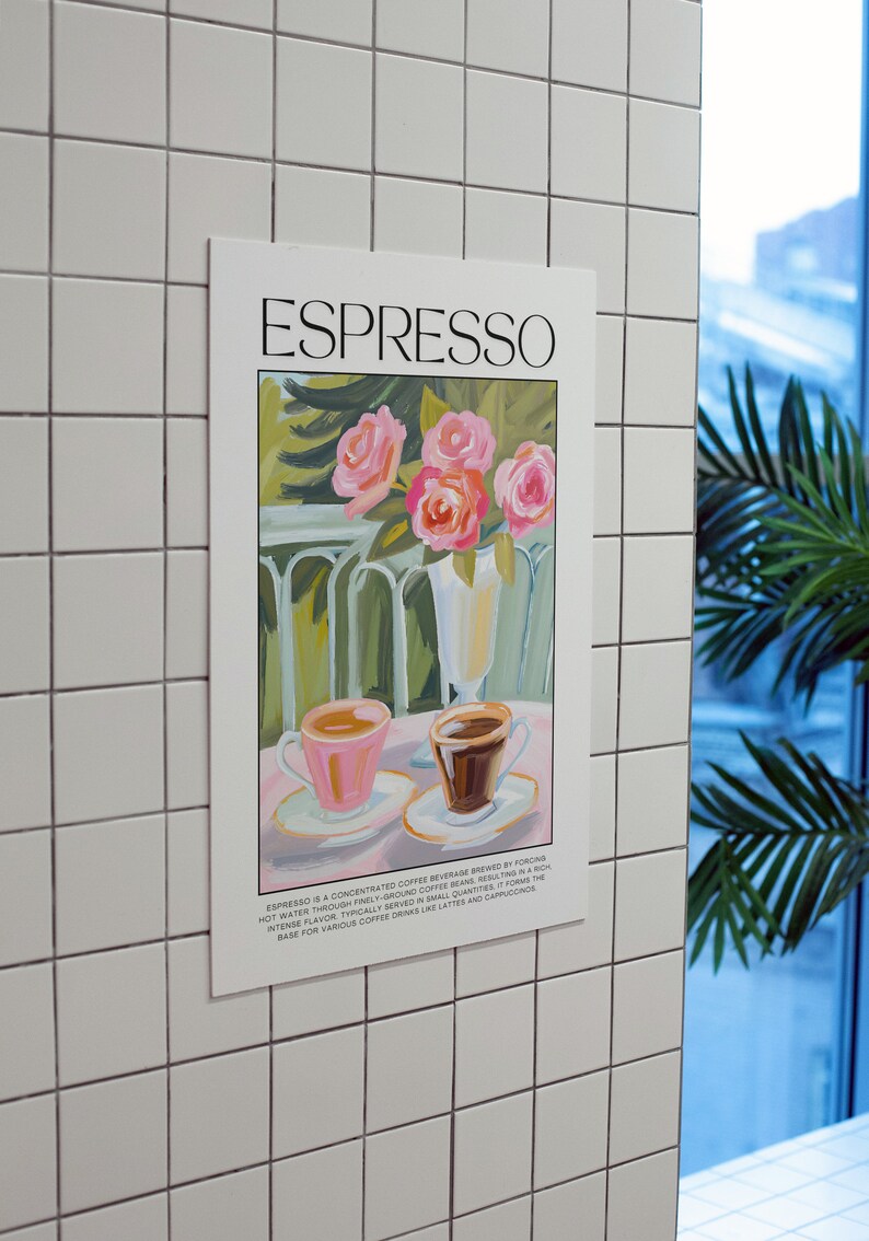 Coffee Poster, Italian Espresso Print, Kitchen Decor, Retro Coffee Art ...