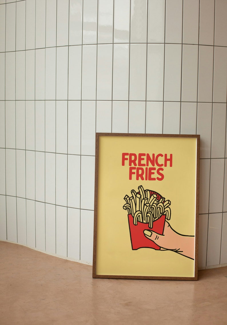 Vintage French Fries Poster - Retro Kitchen Wall Art, Perfect for Diner ...