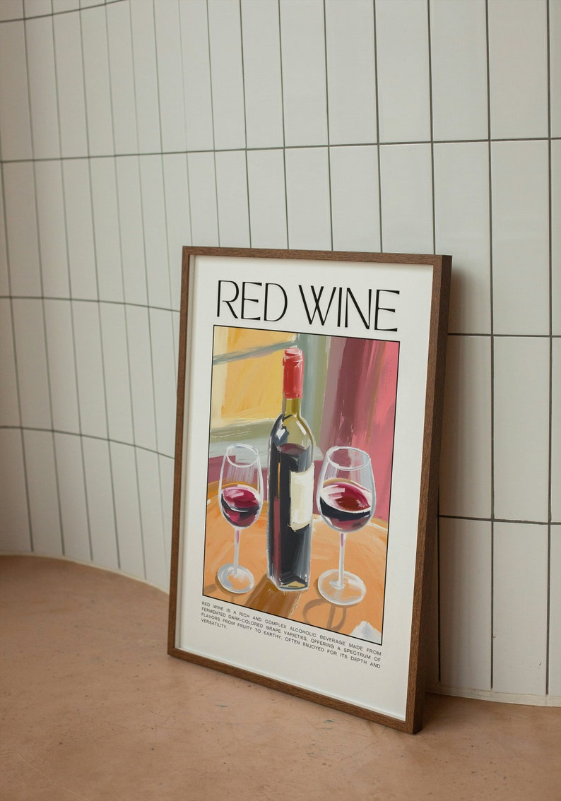 French Wine Poster - Retro Drink Poster - French Poster - Bar Cart Decor Print - Kitchen Art ...