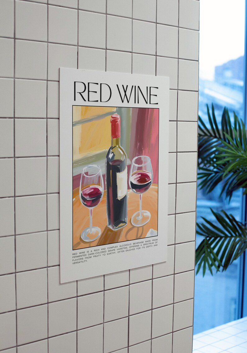 French Wine Poster - Retro Drink Poster - French Poster - Bar Cart Decor Print - Kitchen Art ...