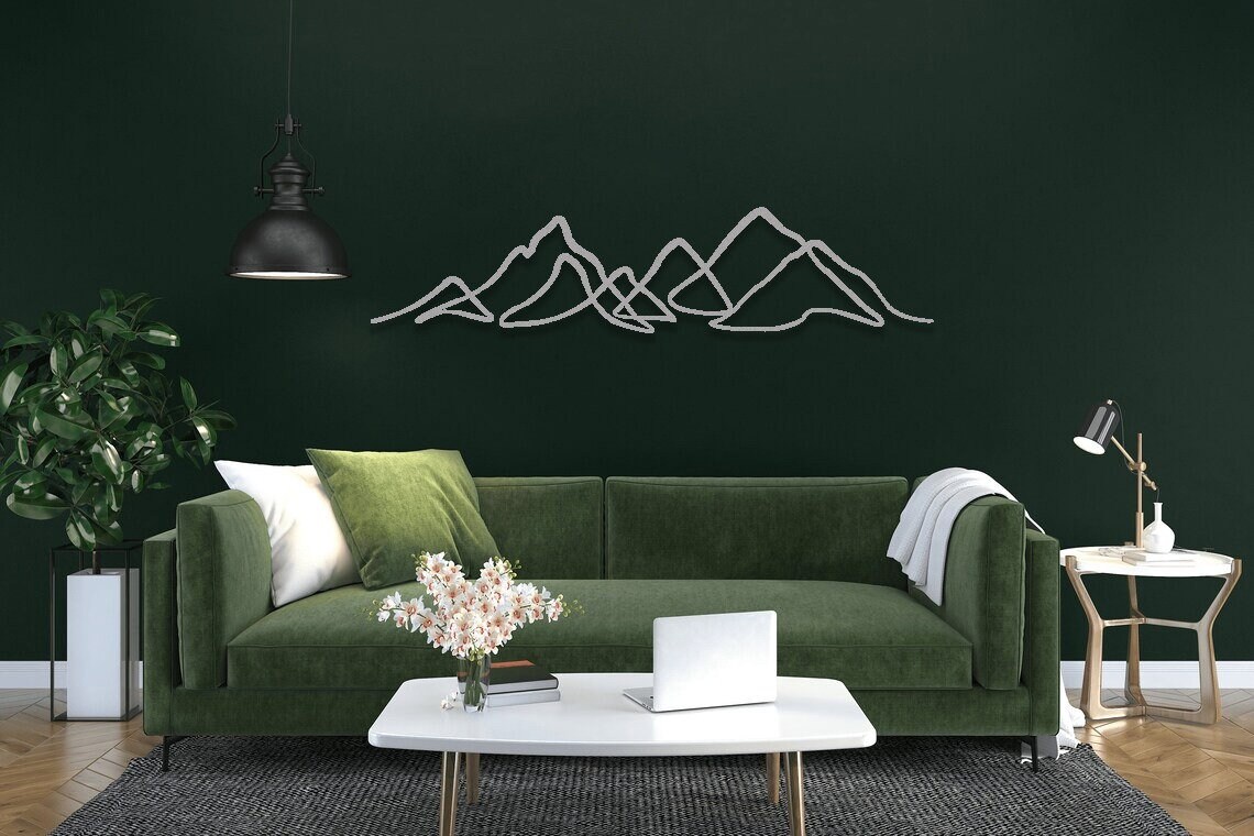 Metal Minimalist Mountain Wall Decor Metal Line Art, Metal Hill Wall ...