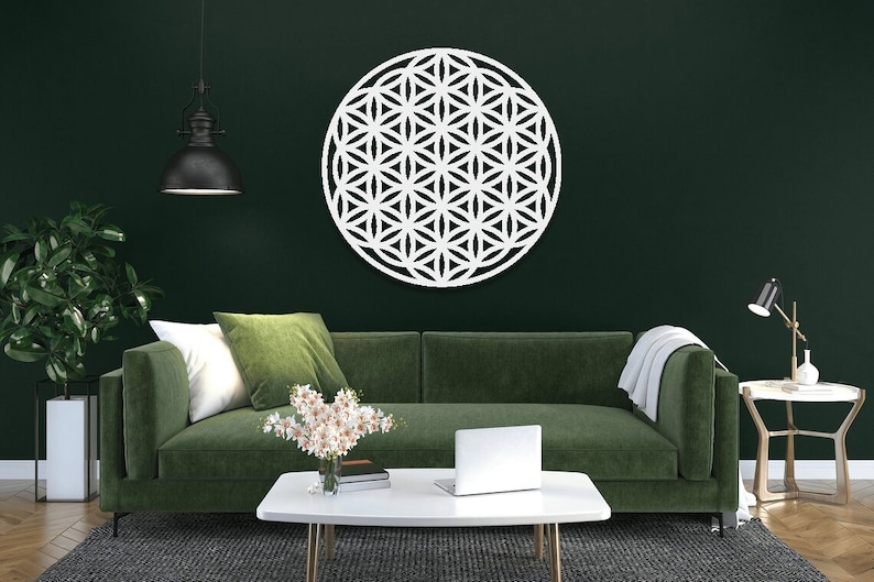 Blume des Lebens Metall Wandkunst, Blume des Lebens Wanddekor, Heilige Geometrie, Spirutal, Yoga ...